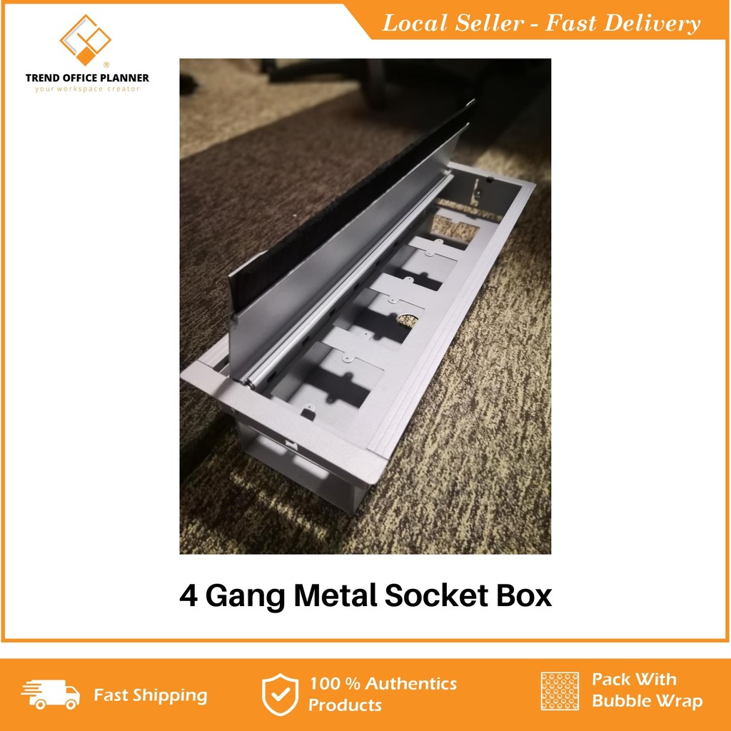 4 Gang Metal Socket Box |Power Plug Storage |Office Table Power Supply ...