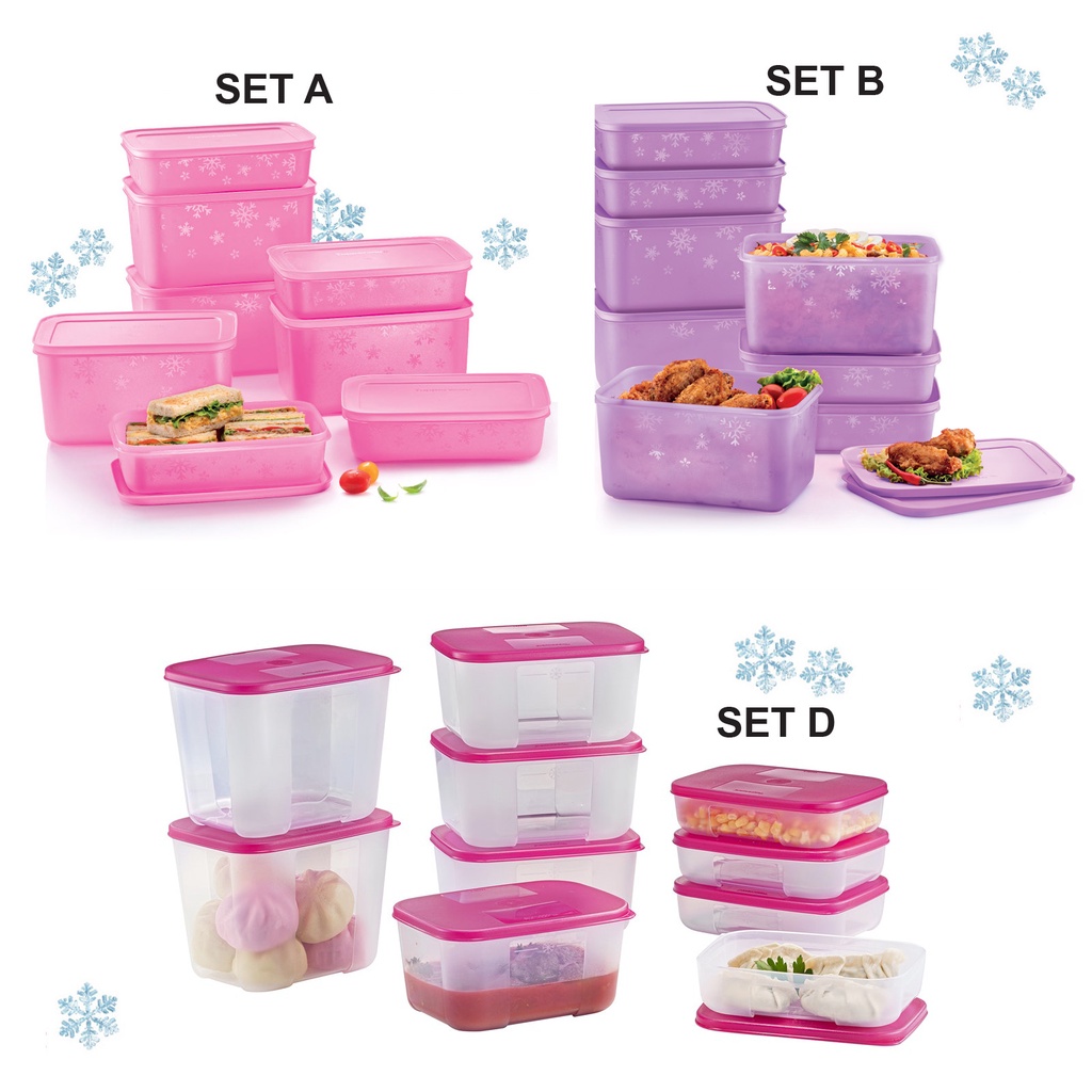 TUPPERWARE Chill Freeze Medium Set (8pcs) / Snowflake Square Round Set ...