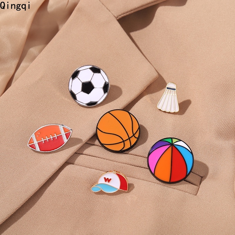 Fashion Sports Enamel Pin Badge Football Volleyball Badminton Brooches ...