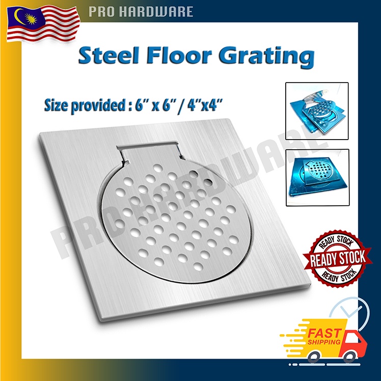 STAINLESS STEEL FLOOR GRATING WITH FRAME/COVER 6" x 6" SOSAI Drain Pipe ...
