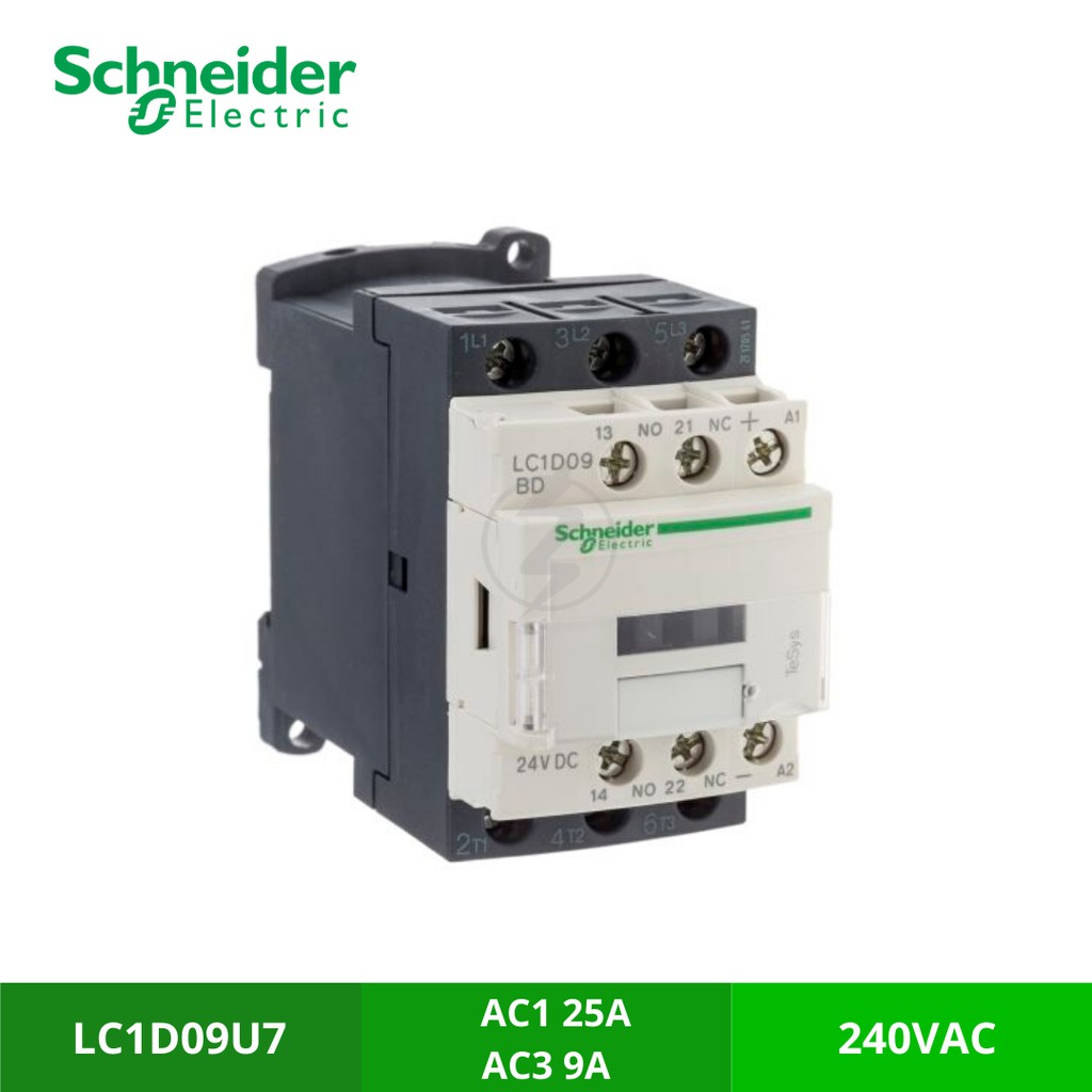 SCHNEIDER LC1D09M7 / LC1D09U7 3Pole TeSys D Contactor 240VAC (AC1 25A ...