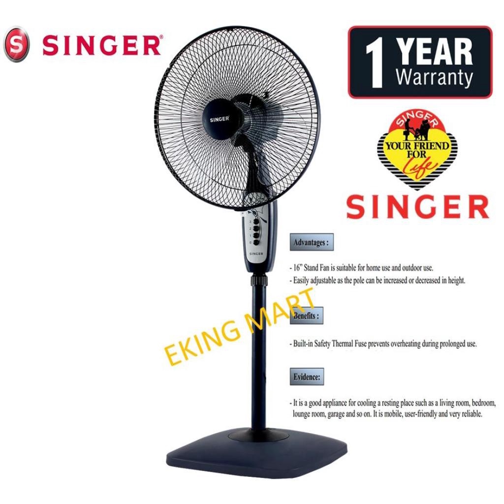 Singer Malaysia Stand Fan 16" / Floor Fan 16" HTF116S (Dark Blue) With ...