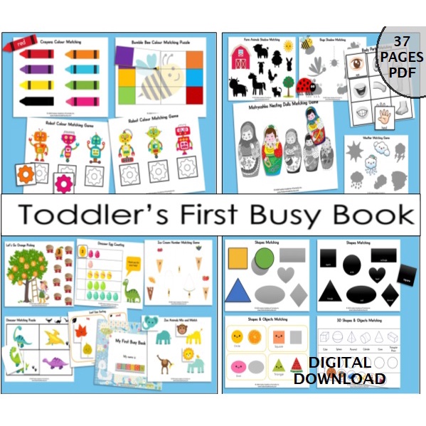 A32 Toddler First Busy Book Printable (PDF) 37 pages Preschool Kids ...