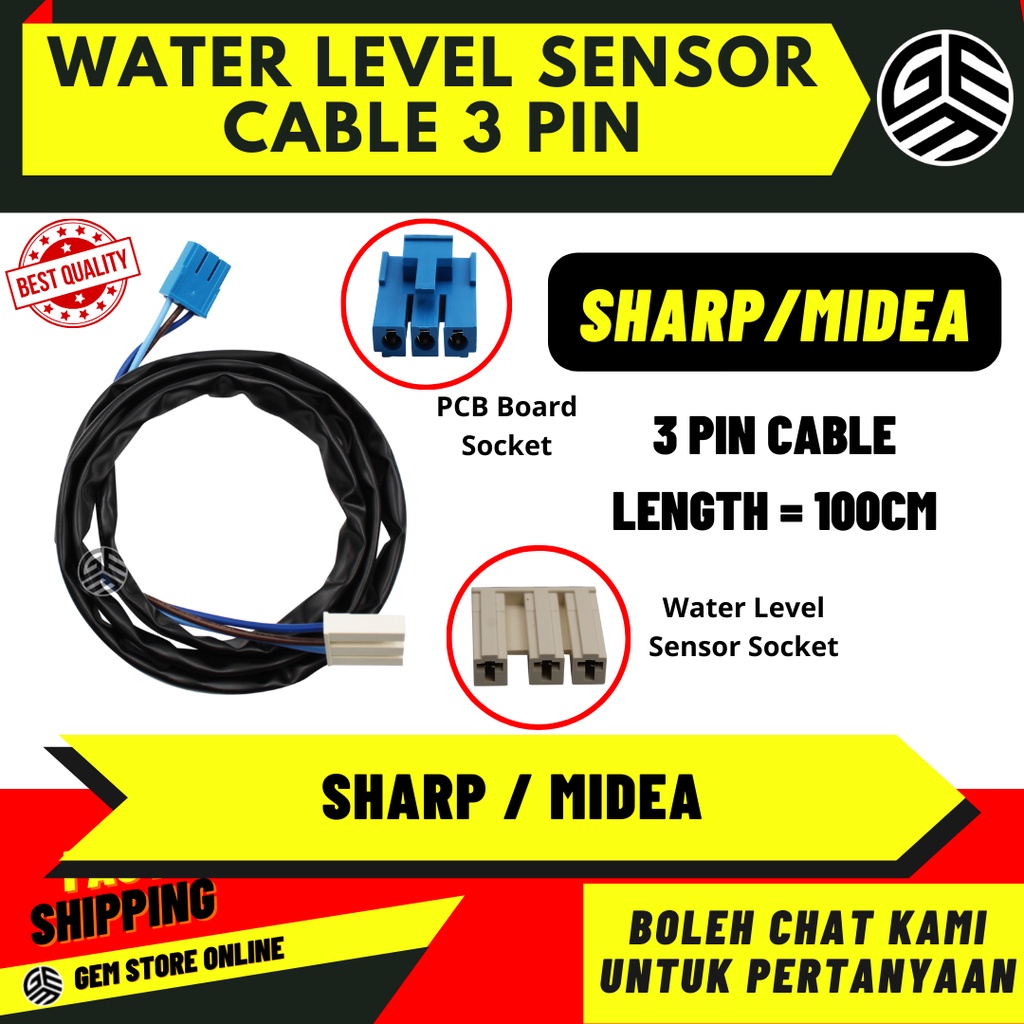 SHARP MIDEA Washing Machine Water Level Sensor Cable 3 Pin / Wayar ...