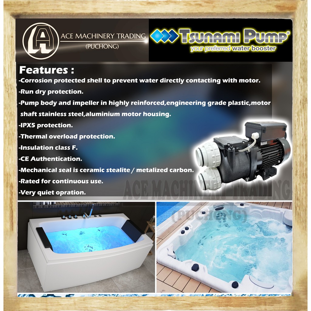 TSUNAMI JACUZZI Pump Jacuzzi Hydromassage Bathtub Pump 2"inlet & outlet ...