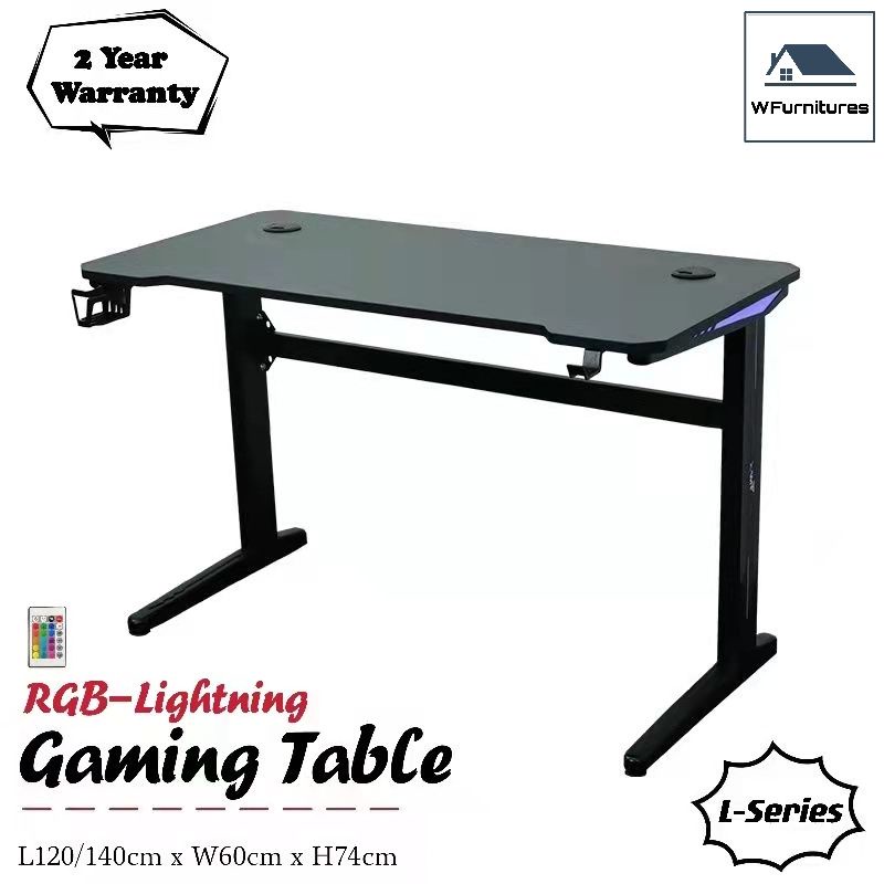 L-Type Carbon Fiber Gaming Table Gaming Desk With Full Metal Leg & RGB ...