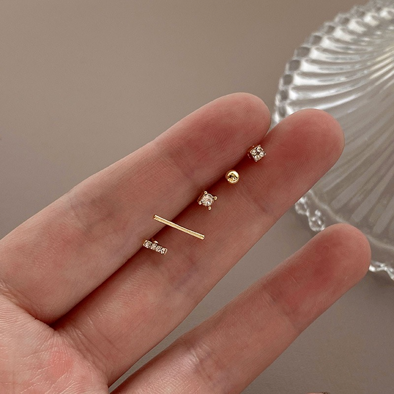 5pcs Piercing Earrings Set Hikaw Fashion Earrings for Piercing S925 Non ...