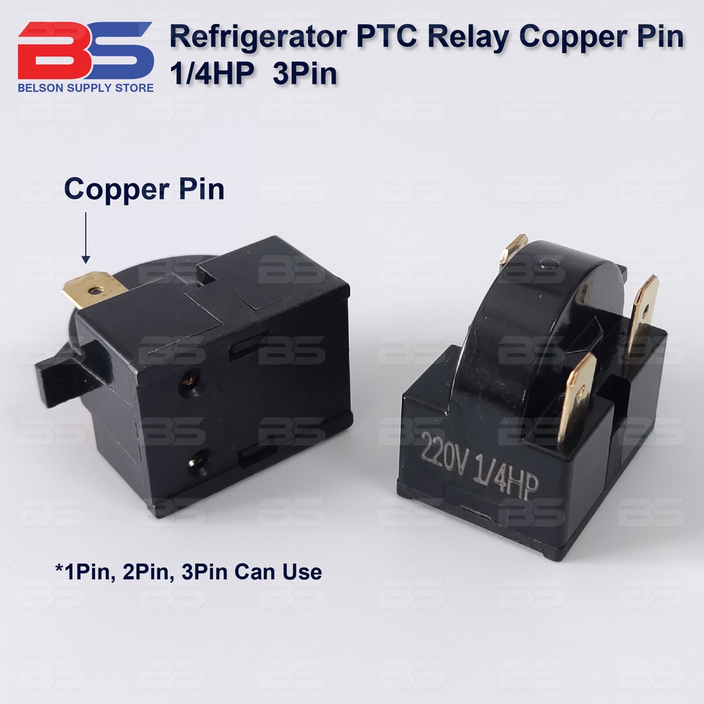 Refrigerator PTC Starter Relay 1/4HP 180W Copper Pin 3 Pin Fridge ...