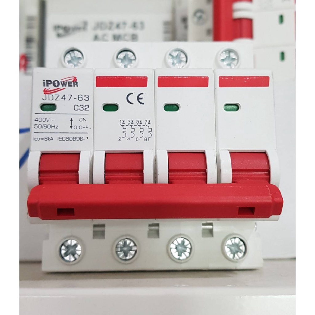 Breaker AC 4P 16A/32A/63A iPOWER Electrical Circuit Cuts Circuits When Over Current Or 4Pole ...