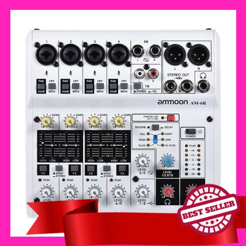 ammoon AM-6R 8-Channel Sound Card Digital Audio Mixer Mixing Console ...