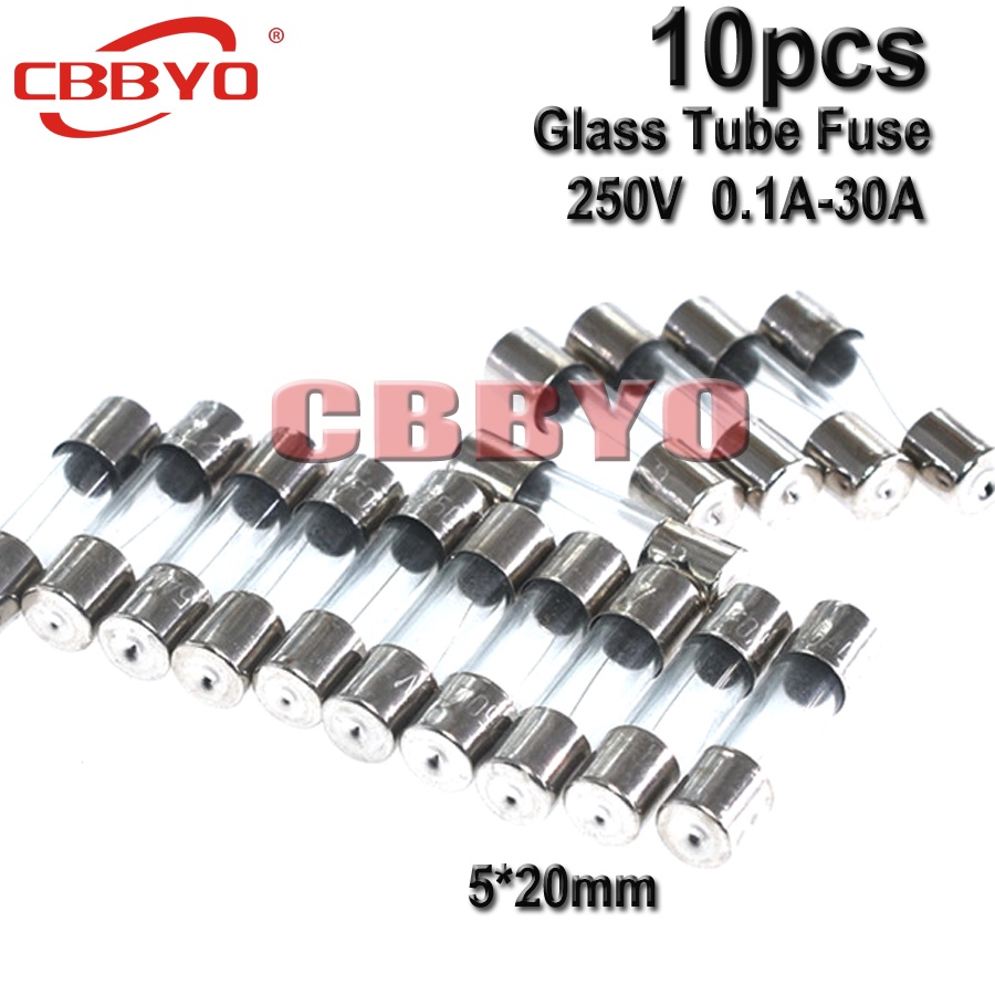 10pcs 全新 Glass Tube Fuse 5x20MM 0.1A 0.2A 0.5A 1A 2A 3A 4A 5A 8A 10A 12A 15A 20A 30A 25A 250V ...
