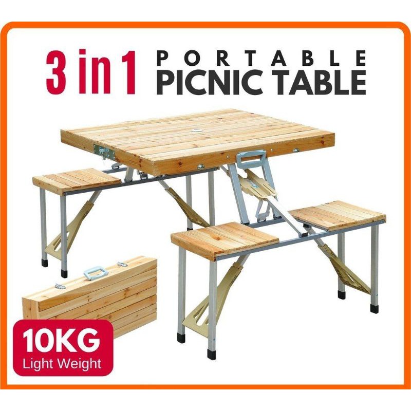 💦Pick2pay Meja Piknik Kayu Lipat Meja Lipat Dengan 4 Kerusi (8081 ...
