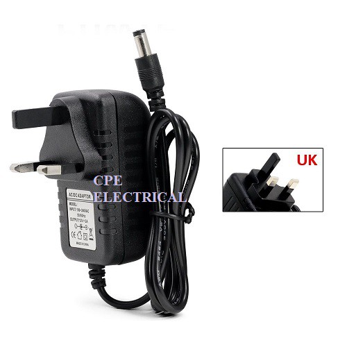 CPE UK Type Plug AC to DC Adapter 100-240VAC 12VDC 9VDC 1A 2A DC 5.5mm ...