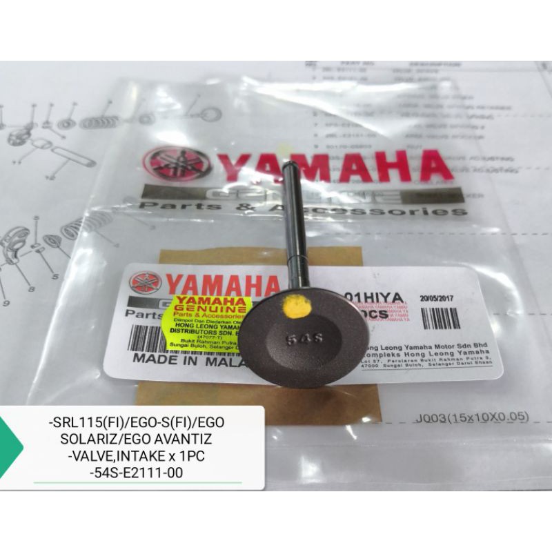 VALVE INTAKE ORI HLY - YAMAHA SRL115 FI / EGO-S FI / EGO SOLARIZ / EGO ...