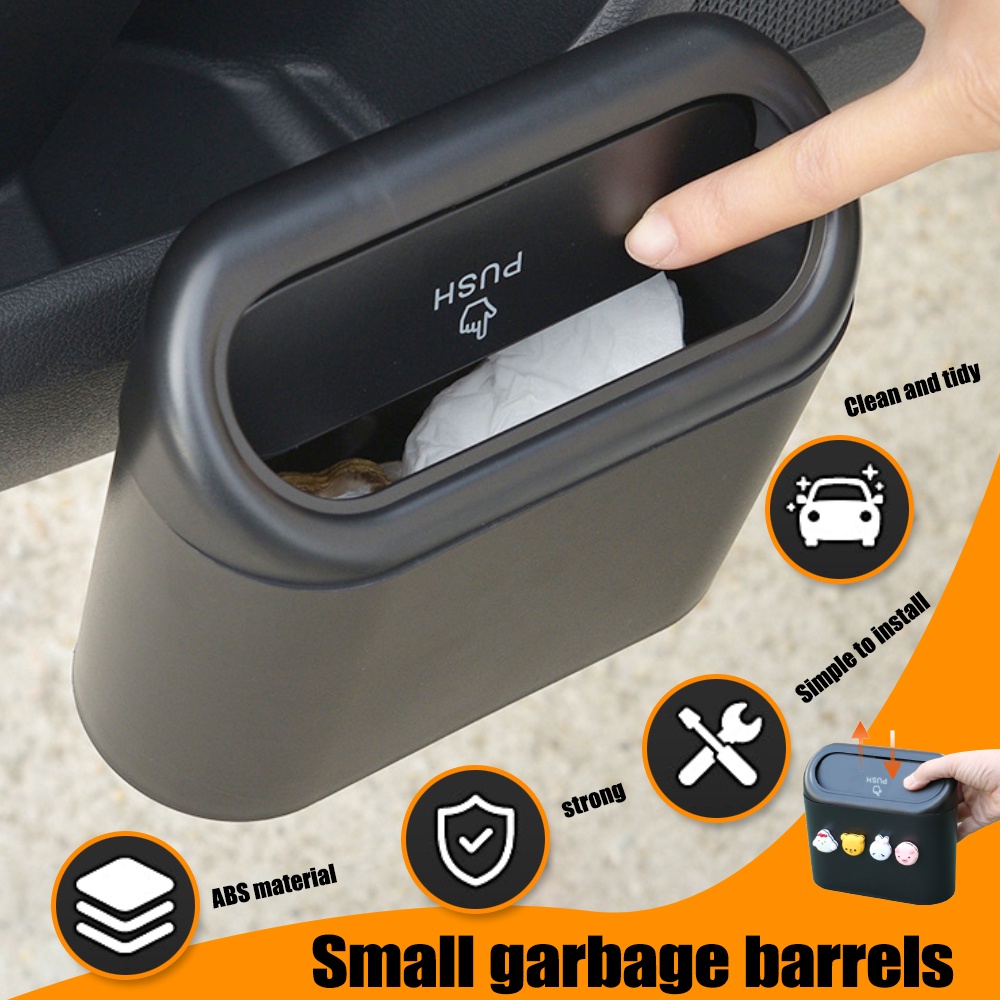 Mini Dustbin Car Trash Can Slide With Cover Table Rubbish Bin Auto ...
