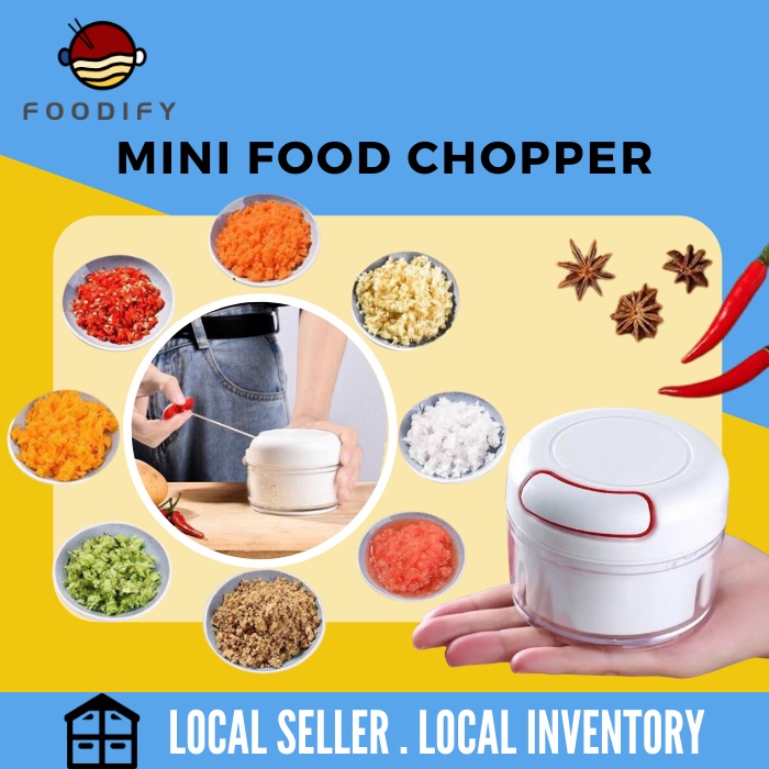 Mini Food Chopper Blender Vegetable Chili Garlic Manual Hand Pull ...
