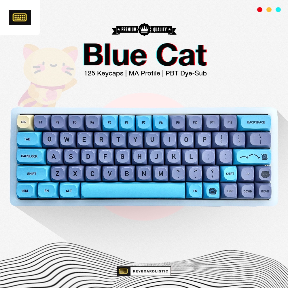 [𝐅𝐑𝐄𝐄 𝐒𝐇𝐈𝐏𝐏𝐈𝐍𝐆] Blue Cat Keycaps | MA Profile | PBT Dye- Sub undefined ...
