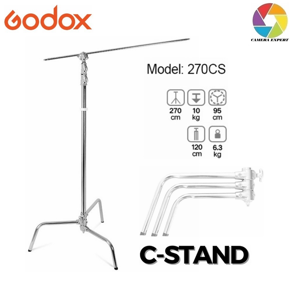 Godox C-Stand / C Stand with Arm, Grip Head & Removable Turtle Base (8. ...