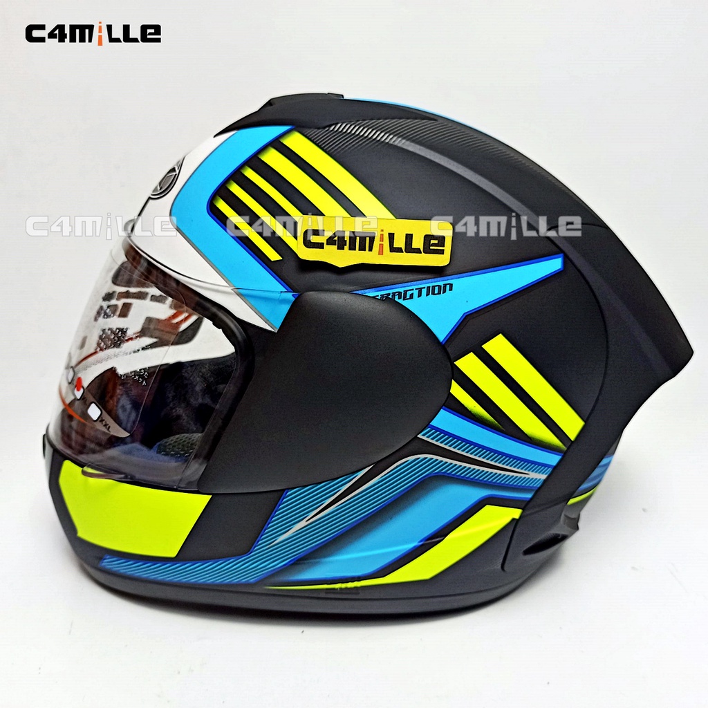 Helmet INK CL MAX LTD 3 MATT BLACK LIGHT BLUE YELLOW FULL FACE | Shopee ...