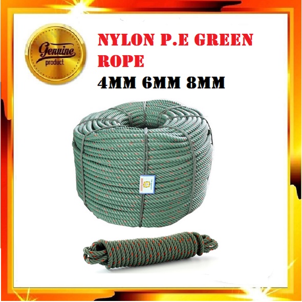 4mm 6mm 8mm Green Nylon PE Rope / Green Polythylene Rope / Tali Hijau ...
