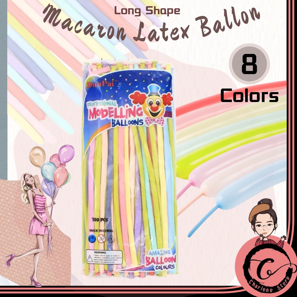 Macaron Belon Panjang Lateks / Macaron Colorful Long Balloon Ballon ...