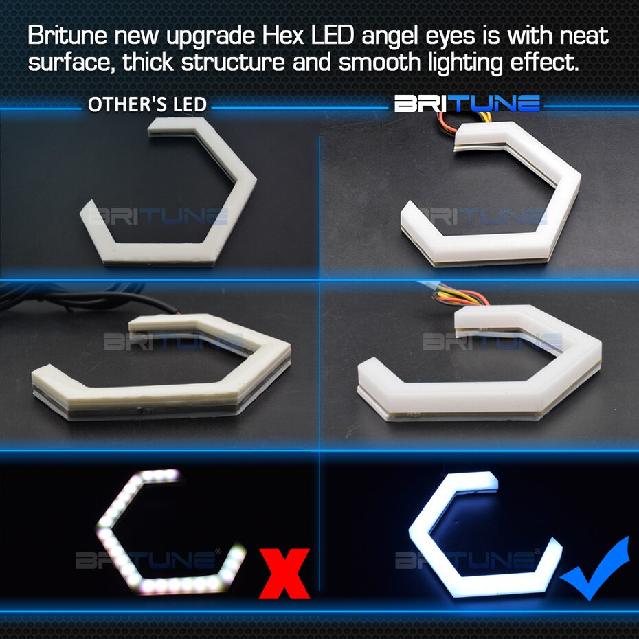 RGB LED Angel Eye Hexagon Halo Rings Dynamic Bluetooth-compatible Lamp ...