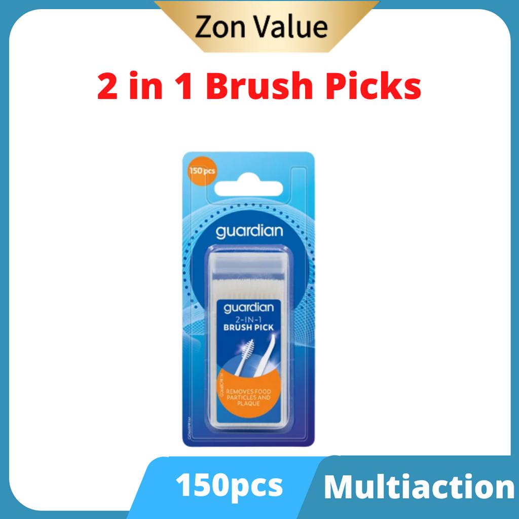 Guardian 150pcs 2 in 1 Brush Pick Multi Action Brush Toothpick Removes ...