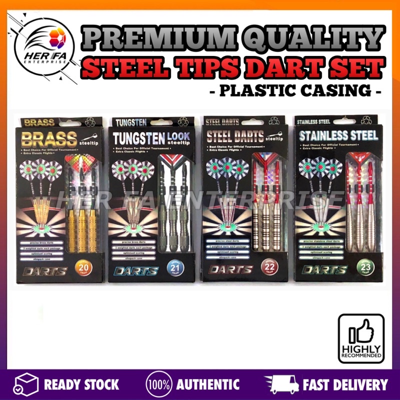 Premium Quality Steel Tips Dart Set 20G (Brass) ,21G (Tungsten Look ...