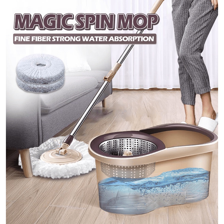 Flat 360 Microfiber Rotating Spin Magic Floor Cleaning Mop And Bucket ...