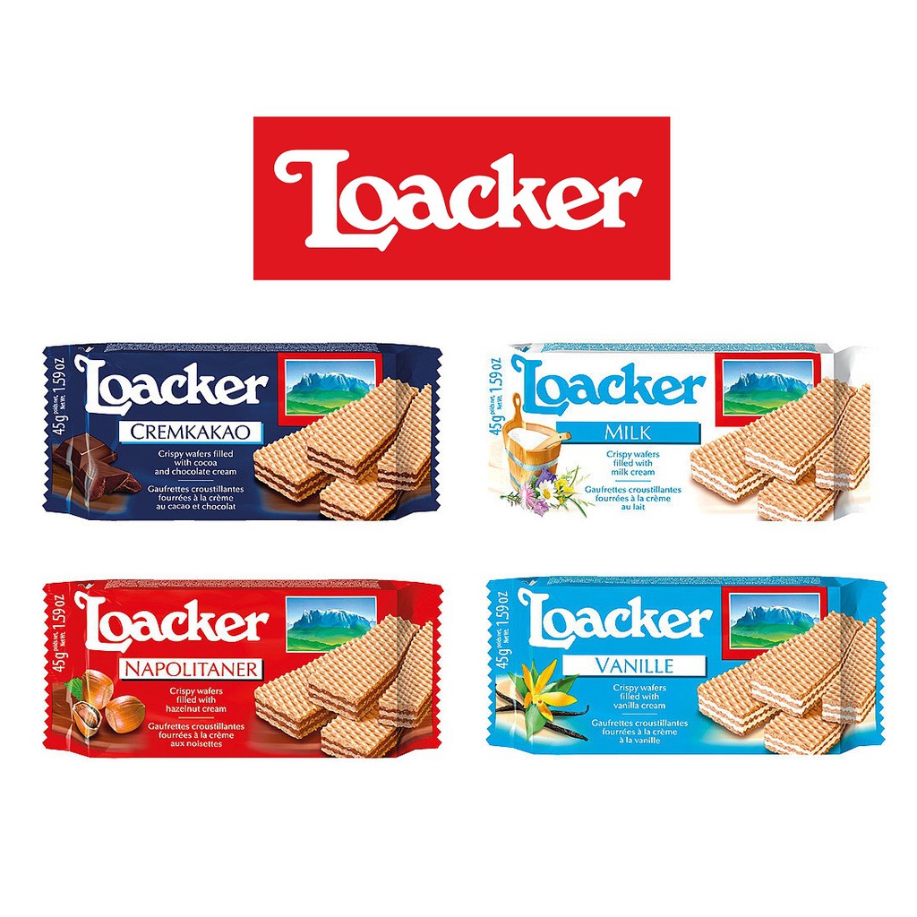 LOACKER Crispy Wafer Biscuit 45g/175g [Milk/Napolitaner/Vanille ...