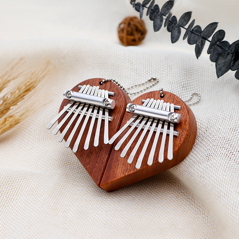Two halves heart mini 8 keys thumb piano sapele wood mini finger piano ...