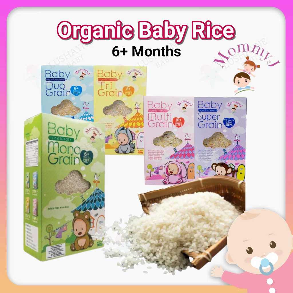 Baby Food MommyJ Mommy J Organic Baby Rice Natural Grain Step 1 2 3 4 5 900g 6 Months Beras Nasi ...