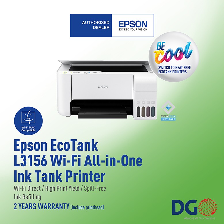 ORIGINAL Epson EcoTank L3156 Wi-Fi All-in-One Ink Tank Printer (Print ...