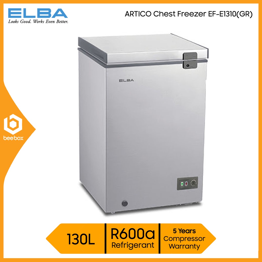 Elba ARTICO EF-E1310(GR) Chest Freezer 130L R600a Mechanical Thermostat ...