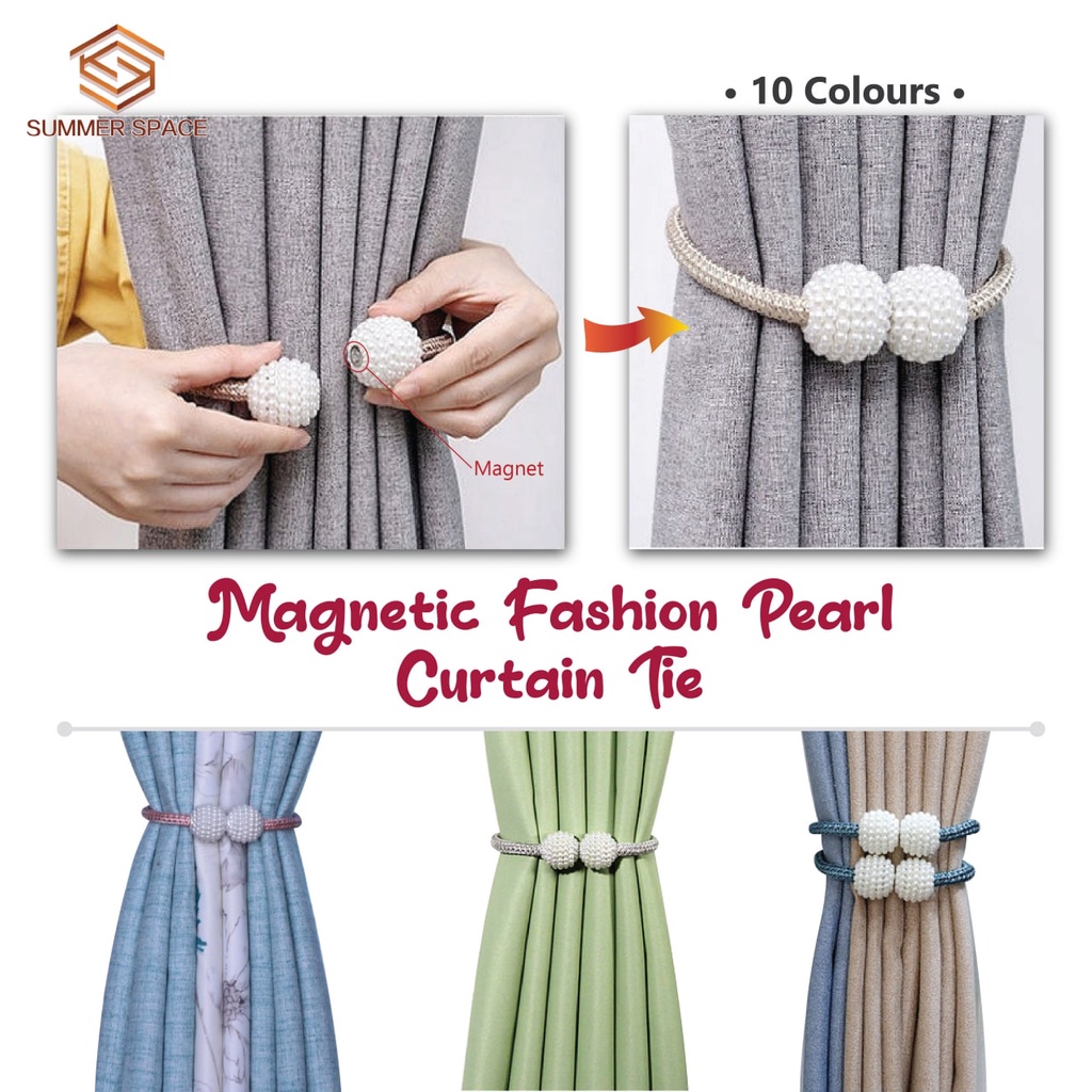 Space Saving Pearl Magnetic Curtain Tie, Curtain Rope, Curtain Modern ...