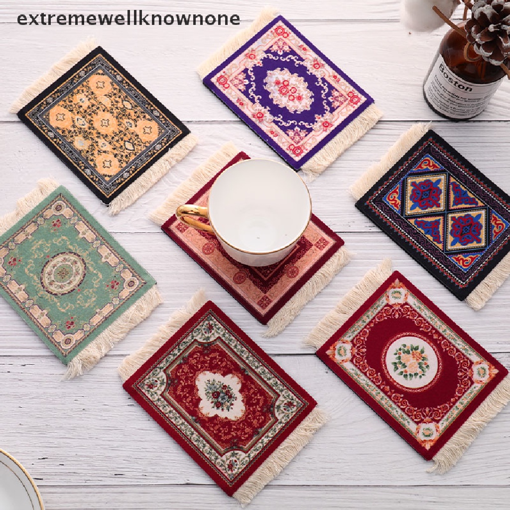 ENMY Persian Mini Woven Rug Mat Mousepad Retro Style Carpet Pattern Cup ...