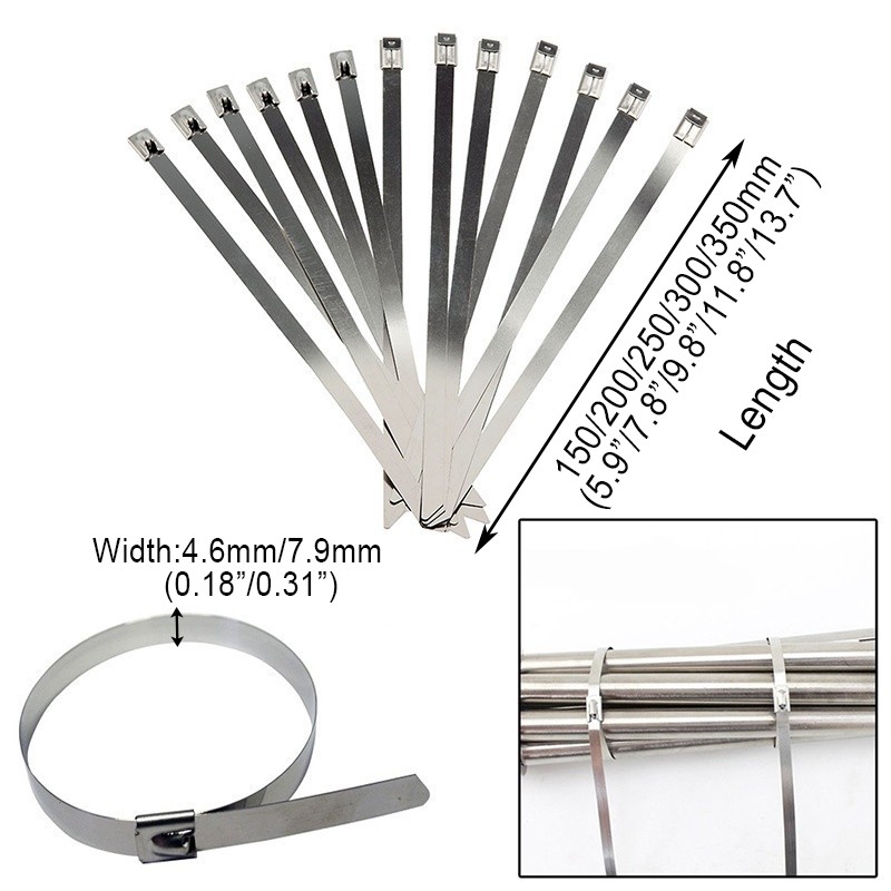 304 Stainless Steel Cable Tie Marine Cable Ties Set Heavy Duty Organizador Cables Large Zip Ties ...