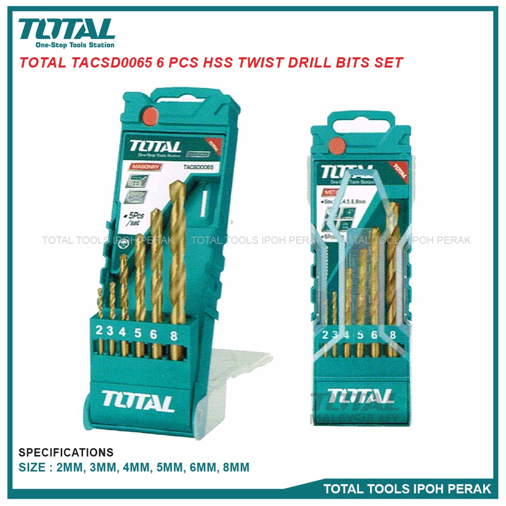 TOTAL TACSD0065 6 Pcs HSS Twist Drill Bits Set | Shopee Malaysia