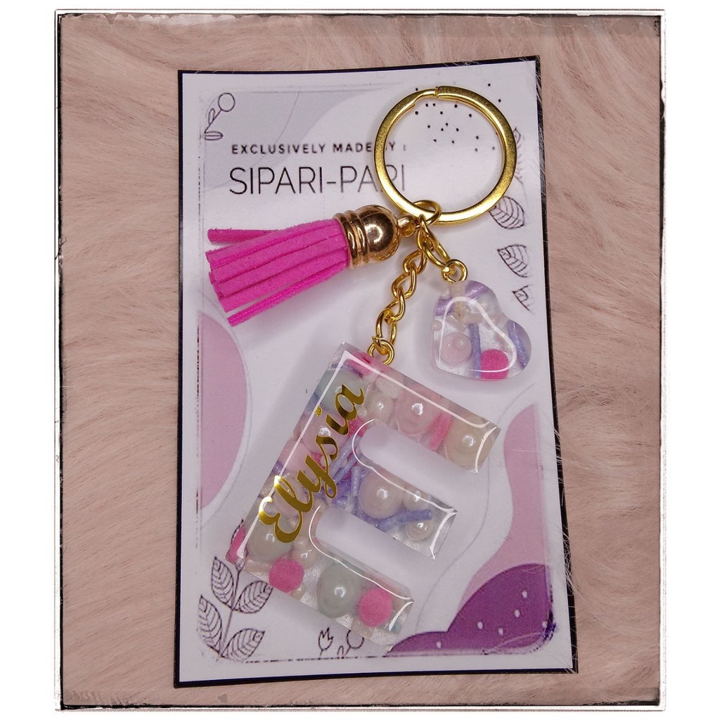 Resin Keychain MINT GOLD Boleh Tulis Nama Untuk Doorgift Orang Kahwin ...