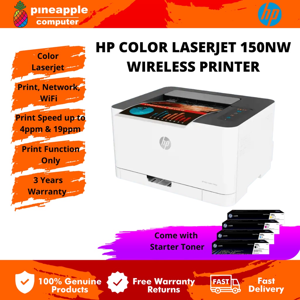 HP Color Laserjet 150NW Wireless Network Printer Single Function ...