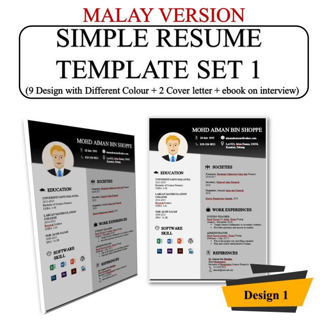 Set 1 Template Resume (Malay Version) | Shopee Malaysia