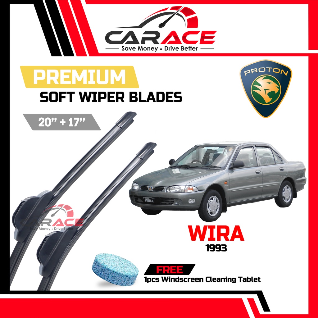 PROTON WIRA 1993 | CARACE Premium Soft Wiper Blades (20"+17") | Universal Soft Wiper Blades for ...