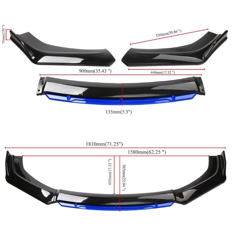 Universal Car Front Bumper Lip Spoiler Splitter Body Kit Glossy ...