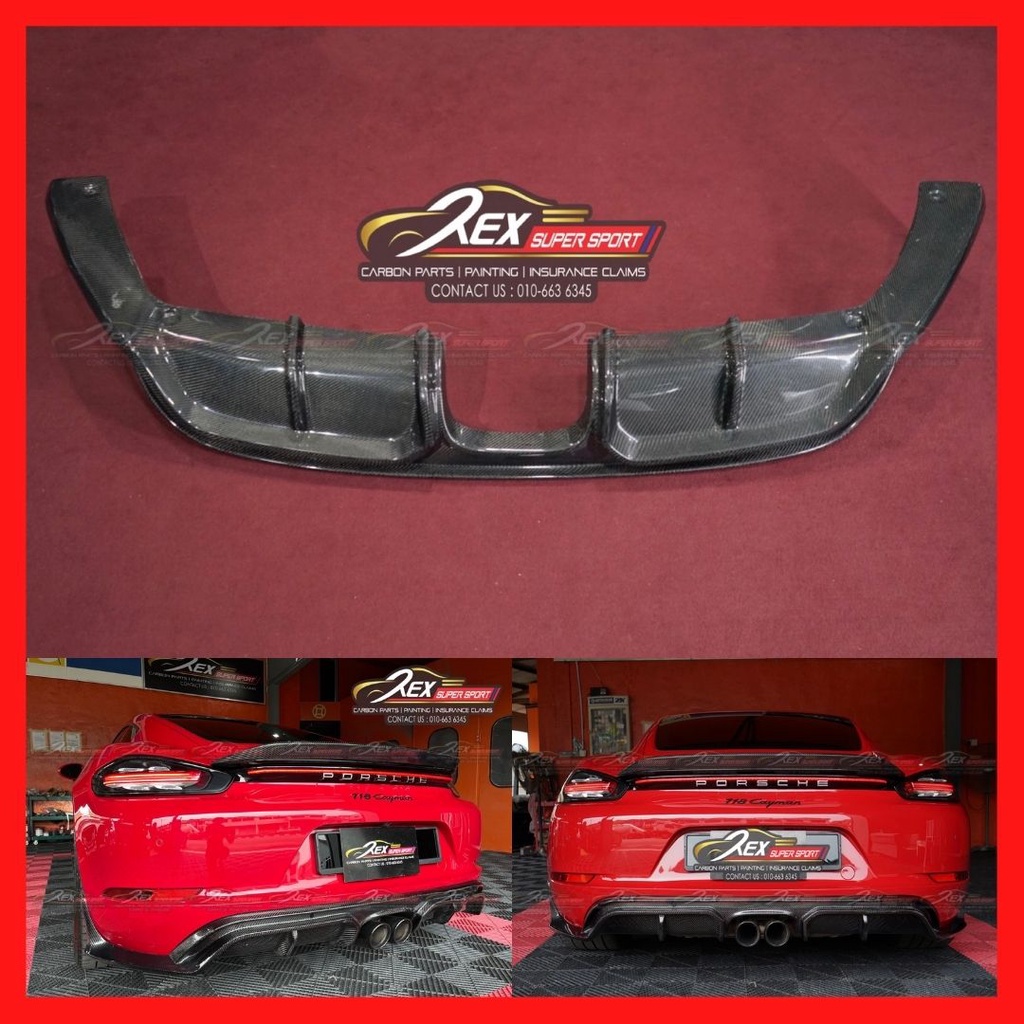 Porsche Cayman 718 Rear Diffuser Sport Real Forged Carbon Fiber ...