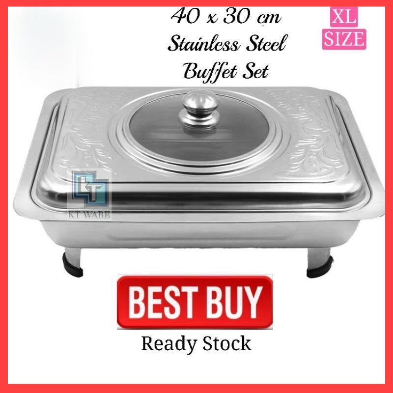 40x30 cm stainless steel buffet set catering tray embossed food pan ...