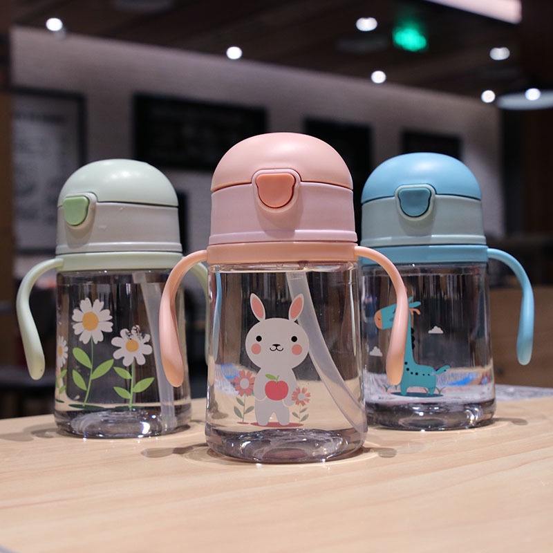 Baby Water Bottle With Straw Handle Kids Bottle Air Botol Bayi 300ml ...