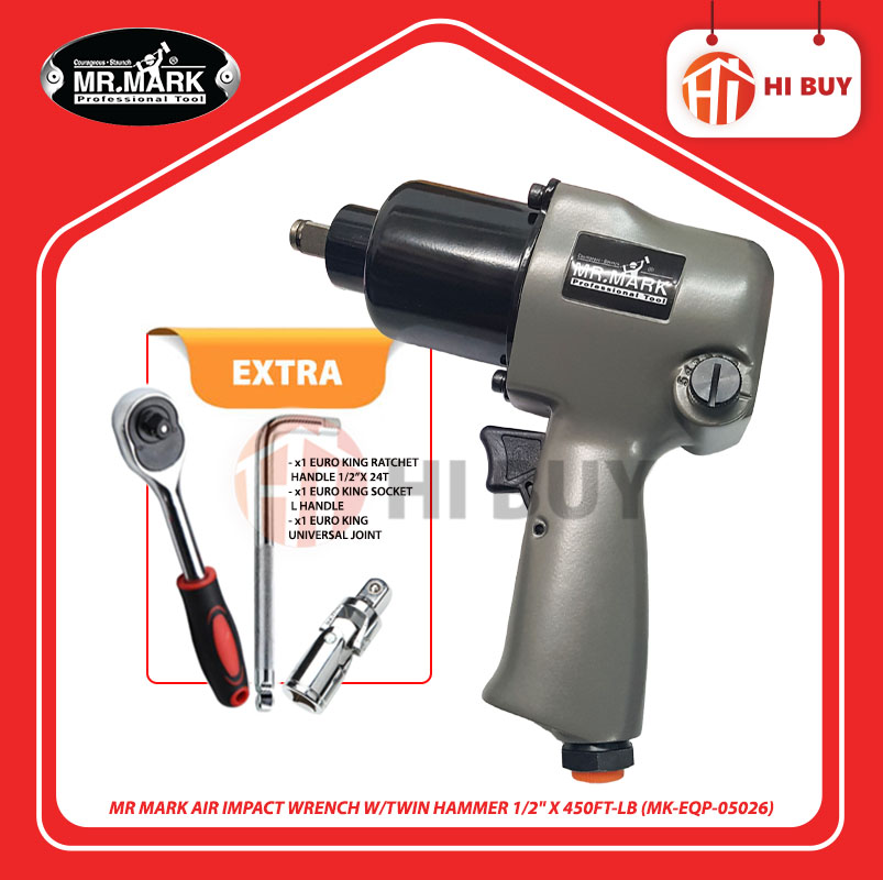 MR MARK AIR IMPACT WRENCH W/TWIN HAMMER 1/2" X 450FT-LB (MK-EQP-05026 ...