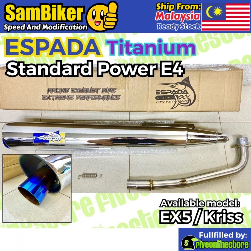 ESPADA Racing E4 STD POWER Titanium Exhaust Pipe EX5 Dream / Kriss 110 28mm Standard Ekzos ...