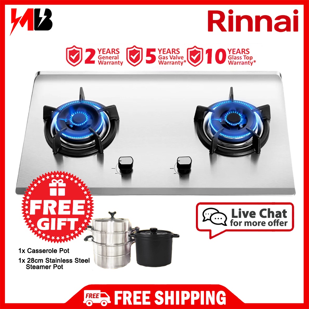 [ FREE SHIPPING ] Rinnai Gas Hob RB72S Hyper Burner 5.5kw Stainless Steel Gas Stove RB-72S / Gas ...