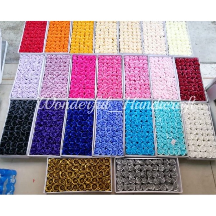 (50pcs) 3 Layer SOAP Rose for Bouquet DoorGifts DIY Bunga Sabun Kotak ...